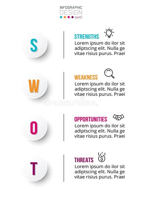 Business Concept Infographic Template With Swot Analysis Stock Vector