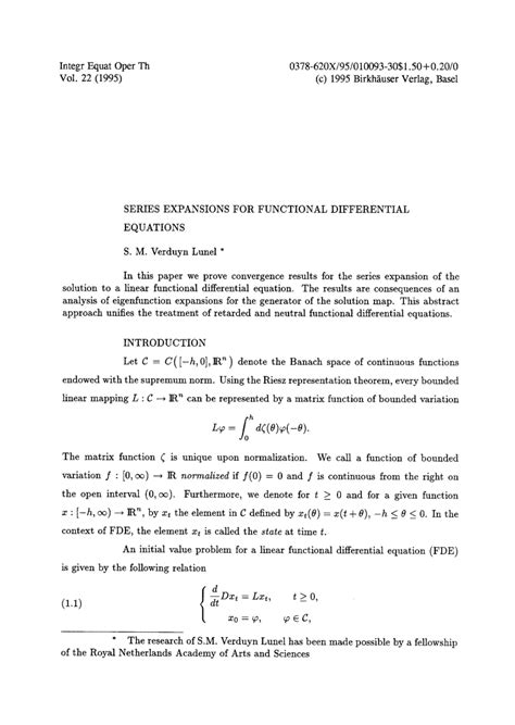 Pdf Series Expansions For Functional Differential Equations
