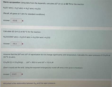 Solved Warm Up Question Using Data From The Appendix Chegg