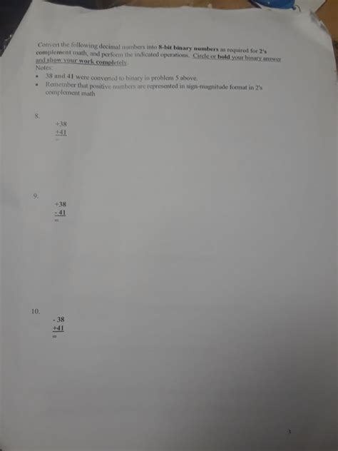 Solved Convert The Following Decimal Numbers Into 8 Bit