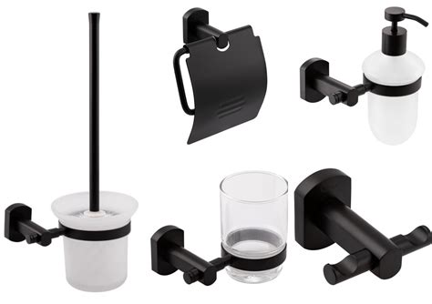 ᐉ Набір аксесуарів для ванної кімнати Qt Liberty Чорний • Краща ціна в Києві Україні • Купити в