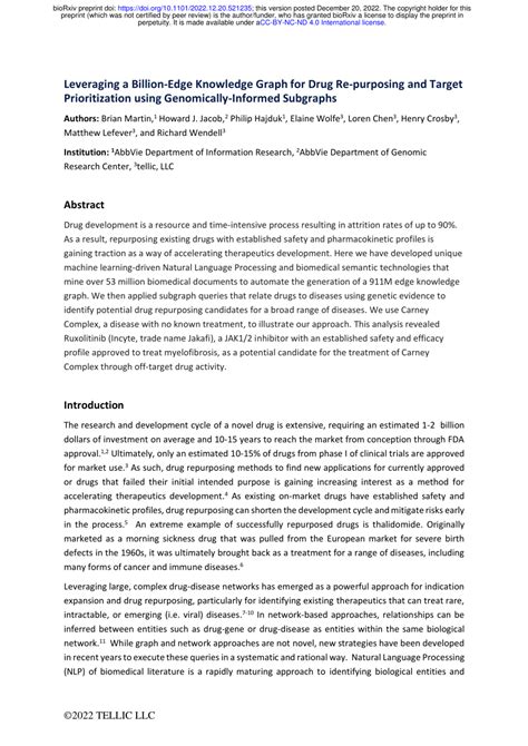 Pdf Leveraging A Billion Edge Knowledge Graph For Drug Re Purposing And Target Prioritization