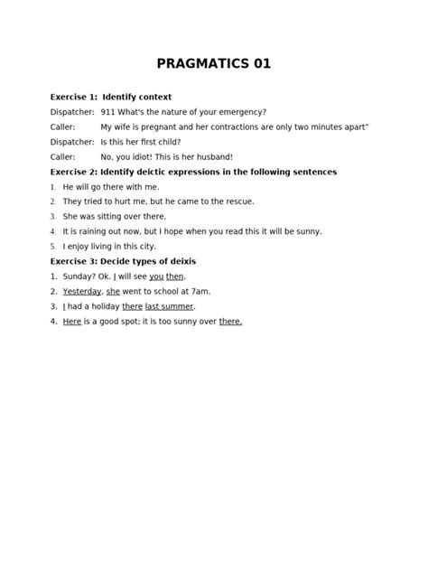 A01 Exercises Pragmatics 01 Pdf Self Improvement