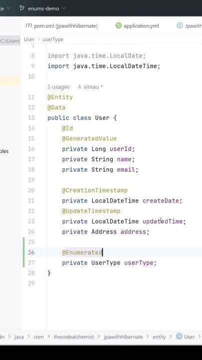 Jpa Enumerated Java Hibernate Jpa Springboot Spring Springbootjpa