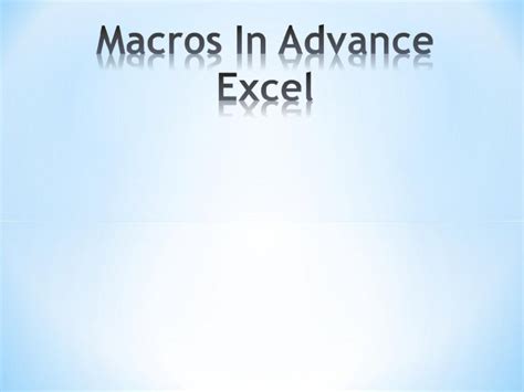 PPT MACROS Excel DOKUMEN TIPS