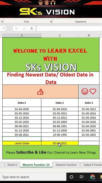 Youtube Shorts 035 Find Newest And Oldest Dates Amazing 1 Min Excel Trick Youtube