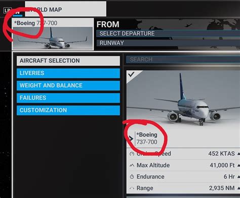 Meaning Of Asterisk Next To Aircraft While Setting Up Flight