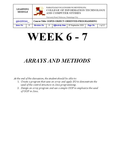 Object Oriented Programming Module 5 Pdf Array Data Structure Array Data Type