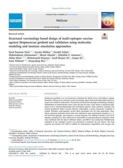 Pdf Structural Vaccinology Based Design Of Multi Epitopes Vaccine Against Streptococcus