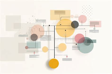 Mind Map Connecting Ideas With Circles Squares And Lines Stock