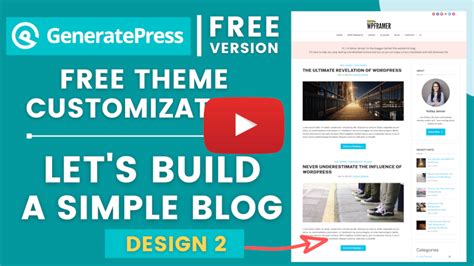 generatepress free tutorial build a simple blog [design 2] wpframer