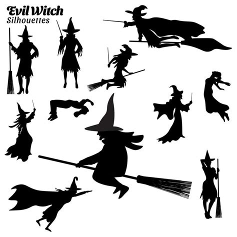 Witch Silhouette Vector Illustration Set 33953542 Vector Art At Vecteezy