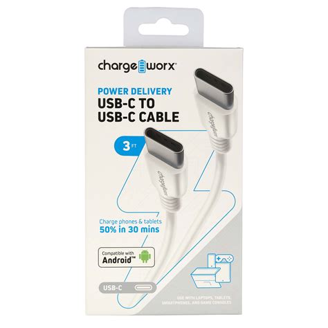 Chargeworx White Fast Charge Usb C Cable Shop Connection Cables At H E B