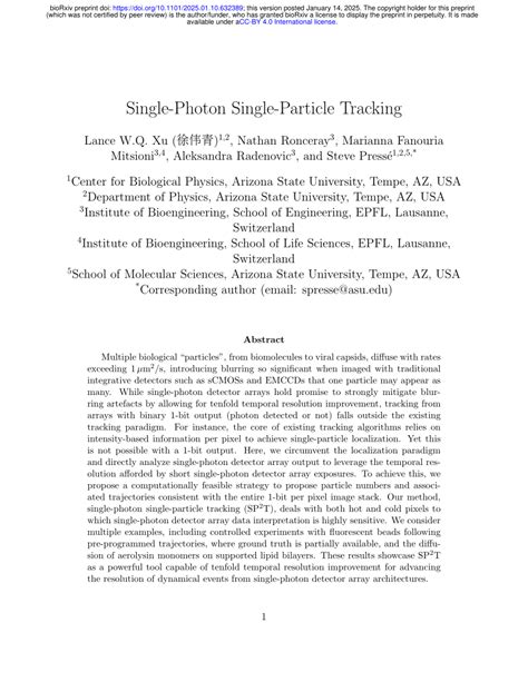 Pdf Single Photon Single Particle Tracking