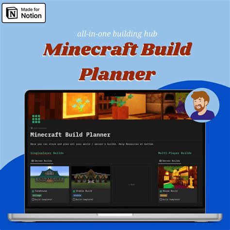 Minecraft Build Planner Notion Template Minecraft Notion Minecraft Builds Minecraft Build