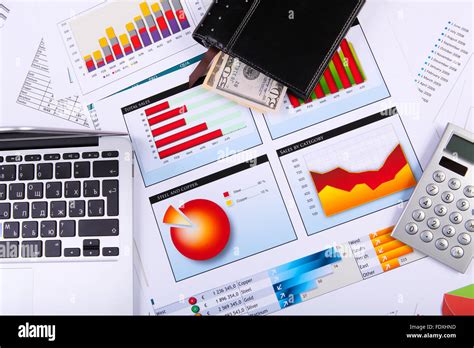 Graphs Charts Business Table The Workplace Of Business People Stock Photo Alamy