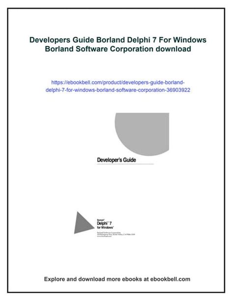 Developers Guide Borland Delphi 7 For Windows Borland Software Corporation Pdf