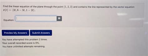 Find The Linear Equation Of The Plane Through The Chegg