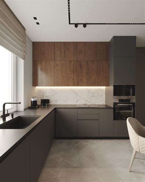 Квартира в стиле современной классики Lineika Design Minimal Kitchen Design Grey Kitchen