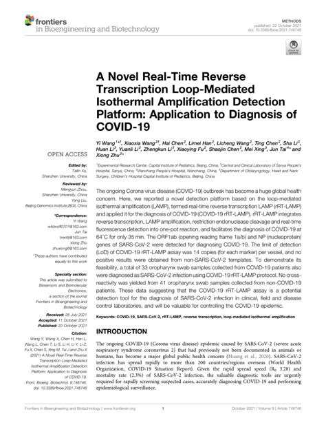 Pdf A Novel Real Time Reverse Transcription Loop Mediated Isothermal