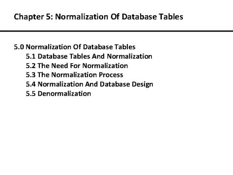 Chapter 5 Normalization Of Database Tables Part I