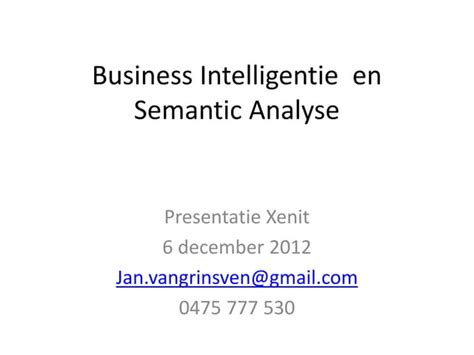 Business Intelligentie And Semantic Analyse Pdf