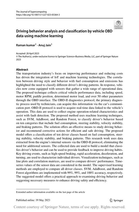 driving behavior analysis and classification by vehicle obd data using