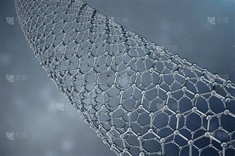 3d 石墨烯管的渲染结构 抽象纳米技术六角几何形式特写。石墨烯原子结构概念 碳结构