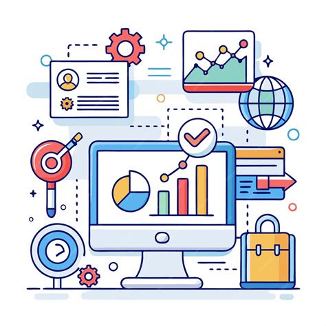 Illustration Of Computer Screen Displaying Charts And Graphs Representing Business Growth