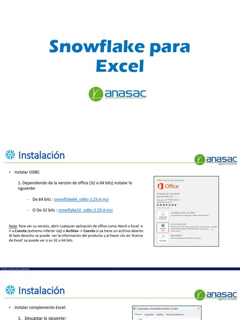 Instalación Complementos Snowflake Excel Pdf Microsoft Excel