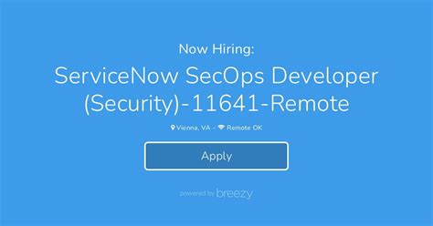 Servicenow Secops Developer Security 11641 Remote At Shuvel Digital