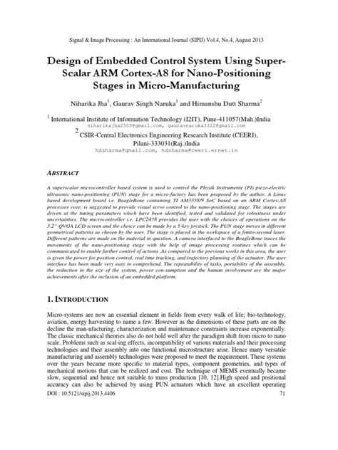 Pdf Design Of Embedded Control System Using Super Scalar Arm Cortex A8 For Nano Positioning