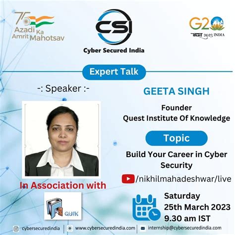 Geeta Singh On Linkedin Topic Build Your Career In Cyber Security Speaker Geeta…