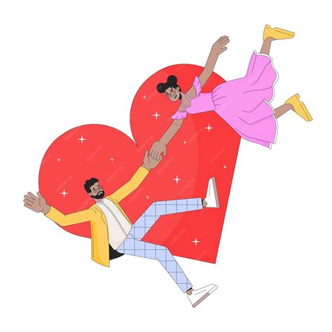 Pareja Afroamericana Amor A Primera Vista Concepto De Ilustración