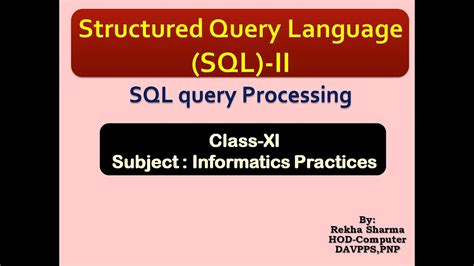Sql Ii Class Xi Informatics Practices Youtube
