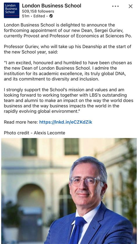 Debasis Chakraborty On Linkedin London Business School Is Bringing Prof Sergei Guriev As A Dean To…
