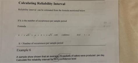 Solved Calculating Reliability Interval Reliability Interval