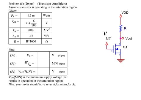 Solved Problem 5 20 Pts Transistor Amplifiers Assume