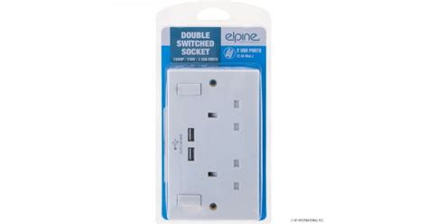 Double Switched Socket With USB White