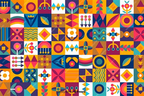 Premium Vector Colorful Geometric Shapes Mosaic Background