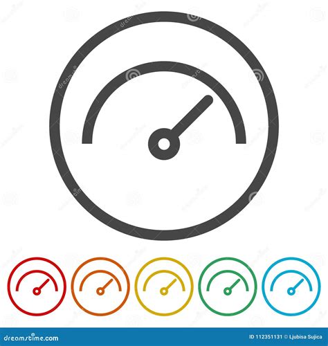 Vector Performance Measurement Icon Speedometer Icon Colors Included Stock Vector