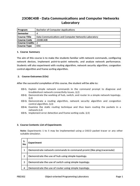 Data Communications And Computer Networks Lab Pdf Computer Network