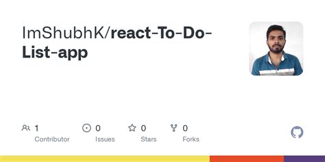 GitHub ImShubhK React To Do List App