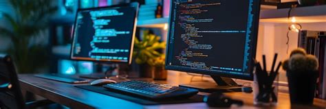 Premium Photo Laptop On The Table With Opened Code Editor Programming