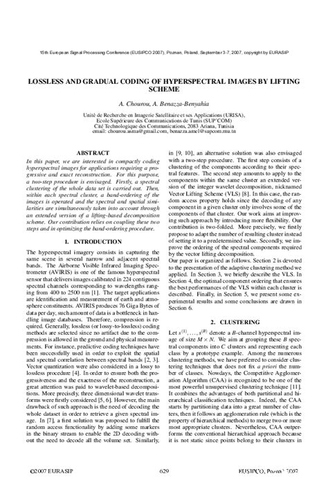 Pdf Lossless And Gradual Coding Of Hyperspectral Images By Lifting Scheme