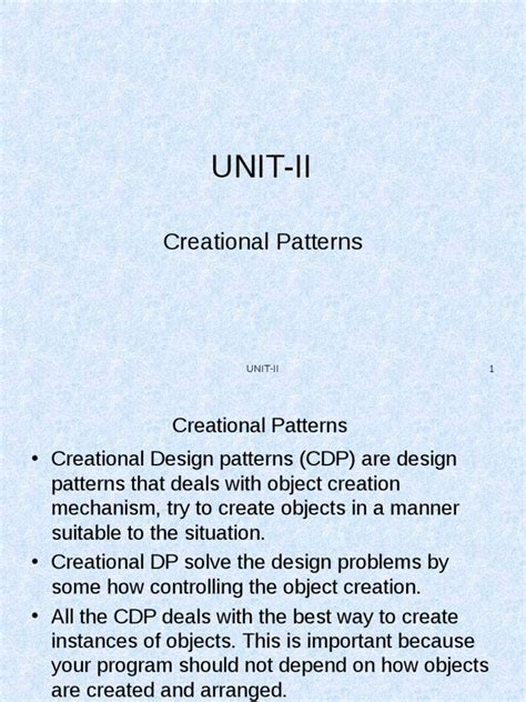 Unit Ii Creational Patterns Pdf Class Computer Programming