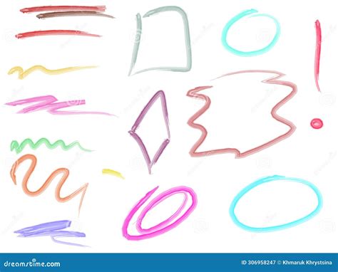 Underline Brushstroke Set Vector Doodle Line Scribble Frame Colored Pencil Hand Drawn Divider