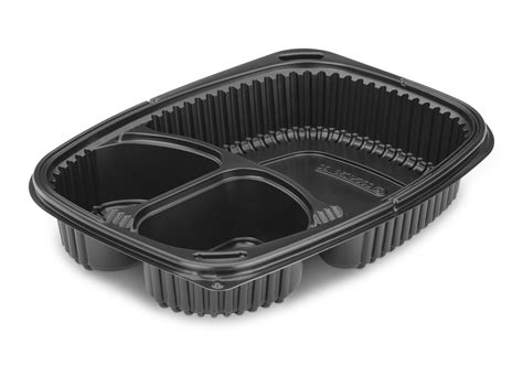34oz 3 Compartment Microwavable Container Base Catering Disposables