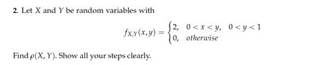 Solved Let X And Y Be Random Variables Chegg