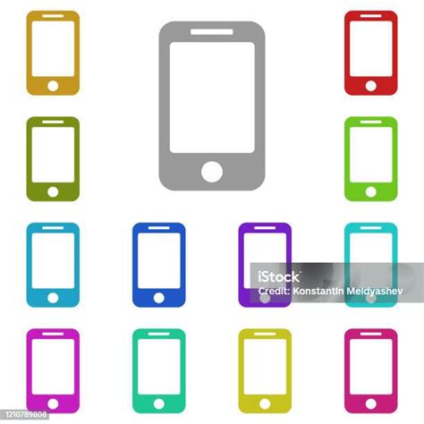 멀티 컬러의 스마트 폰 아이콘 Ui 및 Ux 웹 사이트 또는 모바일 응용 프로그램에 대한 기술 세트의 간단한 글리프 벡터 0명에